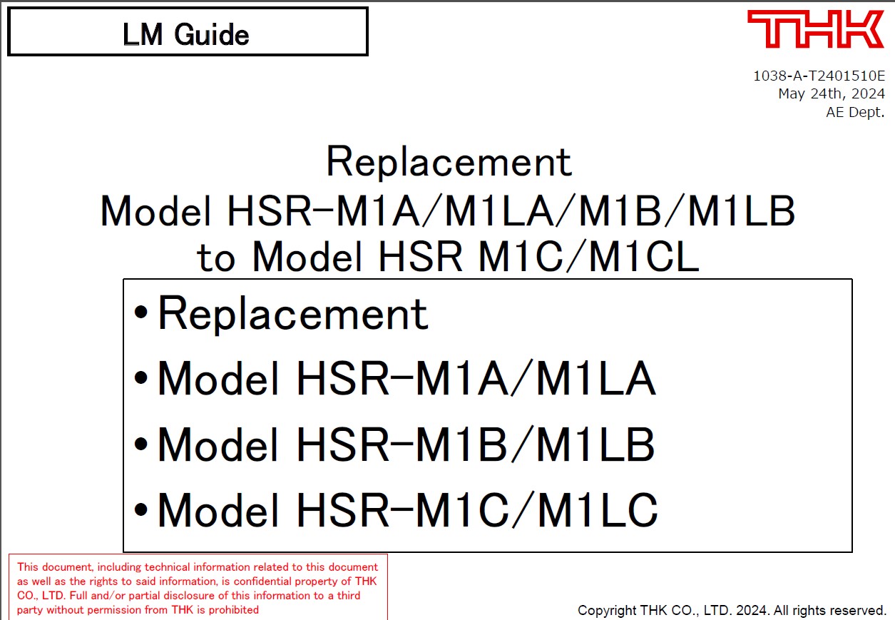 3 Jun 24 - Production stoppage of LM guide Model HSR-M1 - type A type B ...